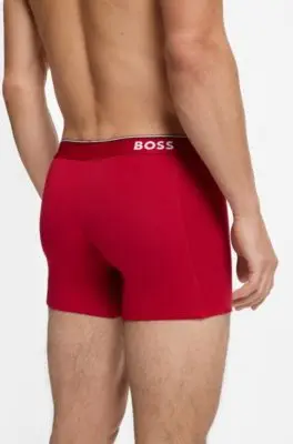 BOSS Three-pack Of Boxer Briefs In Stretch Cotton - Patterned