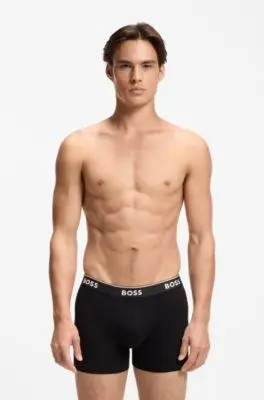 BOSS Three-pack Of Boxer Briefs In Stretch Cotton - Patterned
