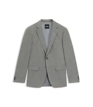 BOSS Patterned Slim-fit Jacket In Stretch Wool