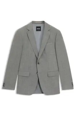 BOSS Patterned Slim-fit Jacket In Stretch Wool