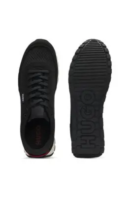 Hugo Knitted Sneakers With Logo Detail - Black
