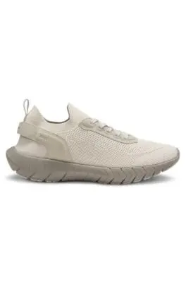 BOSS Motion Sneakers With Knitted Uppers And Leather Trims - Light Beige