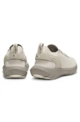 BOSS Motion Sneakers With Knitted Uppers And Leather Trims - Light Beige
