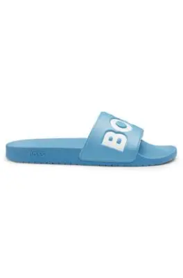 BOSS Italian-crafted Slides With Logo - Turquoise