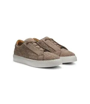 BOSS Suede Trainers With Woven Uppers - Khaki