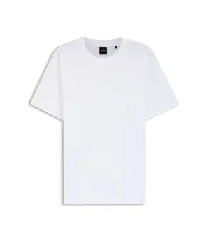 BOSS Bubble-jacquard Structure T-shirt In A Cotton Blend - White