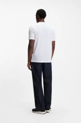 BOSS Bubble-jacquard Structure T-shirt In A Cotton Blend - White