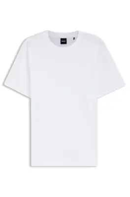 BOSS Bubble-jacquard Structure T-shirt In A Cotton Blend - White