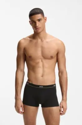 BOSS Five-pack Of Stretch-cotton Trunks With Logo Waistbands