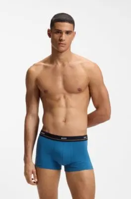 BOSS Five-pack Of Stretch-cotton Trunks With Logo Waistbands