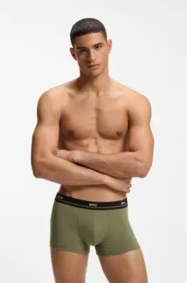 BOSS Five-pack Of Stretch-cotton Trunks With Logo Waistbands