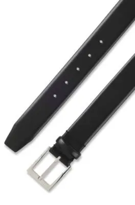 BOSS Italian-made Leather Belt With Engraved Buckle