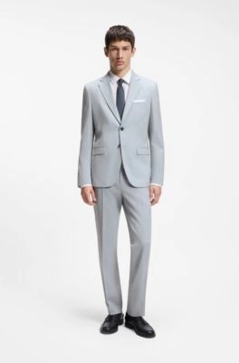 Hugo Extra-slim-fit Wool-blend Poplin Trousers - Light Blue