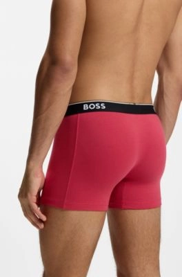 BOSS Three-pack Of Stretch-cotton Boxer Briefs With Logo Waistband
