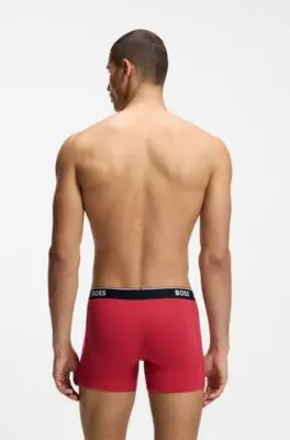 BOSS Three-pack Of Logo-waistband Boxer Briefs - Light Blue