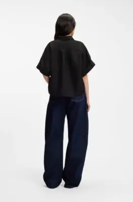 BOSS Regular-fit Blouse With Rolled Cuffs - Black
