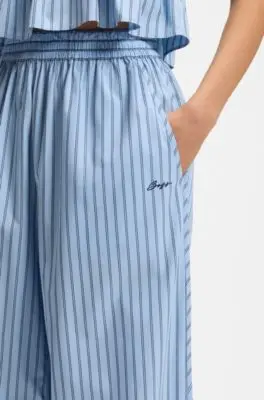 BOSS Cotton-poplin Palazzo Trousers