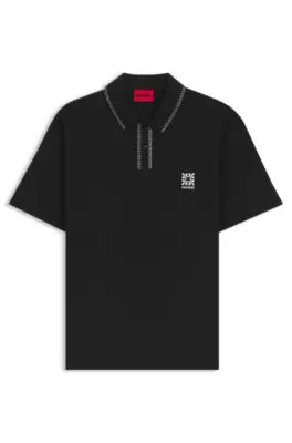 Hugo Logo-artwork Polo Shirt With Blanket Stitching
