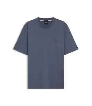 BOSS Cotton T-shirt With Double-b Monogram Badge - Light Blue