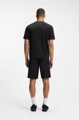 BOSS Logo-artwork T-shirt In Stretch Cotton - Black