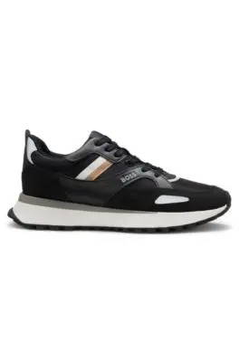 BOSS Running-style Sneakers With Textured Mix - Black