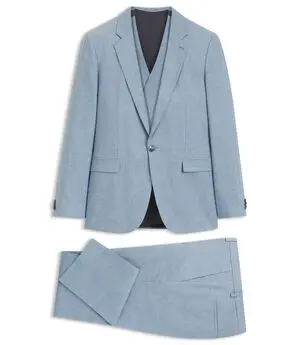 Hugo Three-piece Extra-slim-fit Suit - Light Blue