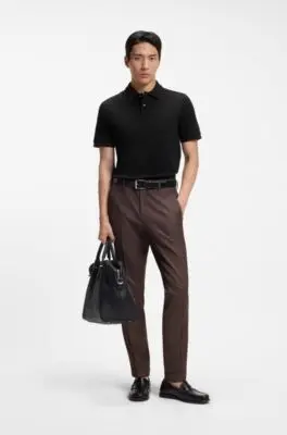 BOSS Stripe-trim Slim-fit Polo Shirt In Mercerised Cotton