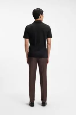 BOSS Stripe-trim Slim-fit Polo Shirt In Mercerised Cotton