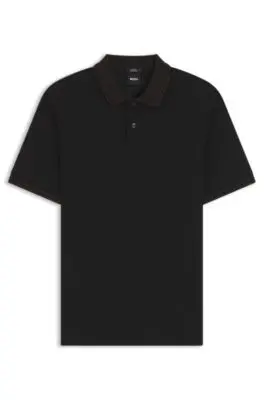 BOSS Stripe-trim Slim-fit Polo Shirt In Mercerised Cotton