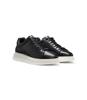 BOSS Leather Lace Up Sneakers - Black