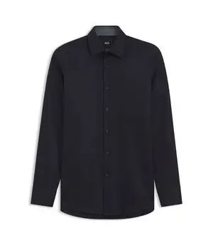BOSS Easy-iron Slim-fit Shirt In Cotton Poplin - Dark Blue