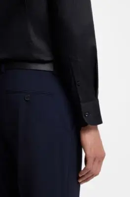 BOSS Easy-iron Slim-fit Shirt In Cotton Poplin - Dark Blue