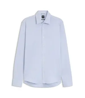 BOSS Patterned Regular-fit Shirt In Cotton Jersey - Light Blue