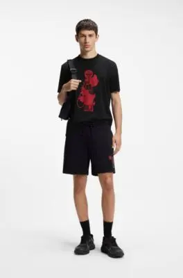 Hugo Rose-artwork T-shirt In Cotton Jersey - Black
