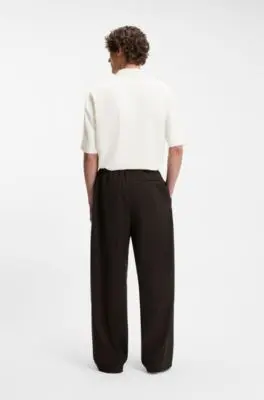 BOSS Drawstring Virgin Wool Pants - Brown