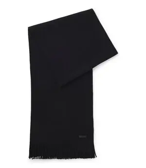BOSS Knit Scarf In Virgin Wool With Logo Detail - Black