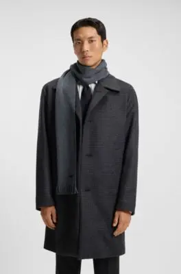 BOSS Raschel-knit Scarf In Virgin Wool - Grey