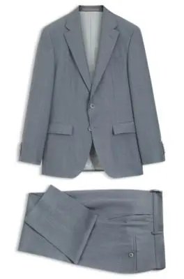 BOSS Two-piece Slim-fit Suit In Virgin Wool And Silk - Blue