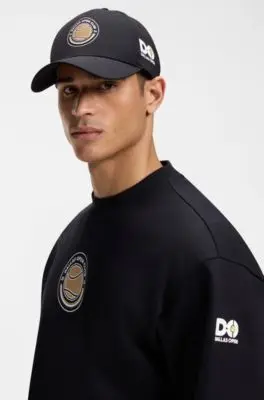 BOSS Five-panel Cap With Tennis Artwork - Black