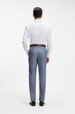 BOSS Striped Slim-fit Shirt In Italian-made Cotton - Dark Blue