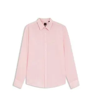 BOSS Regular-fit Shirt In Linen - Light Pink