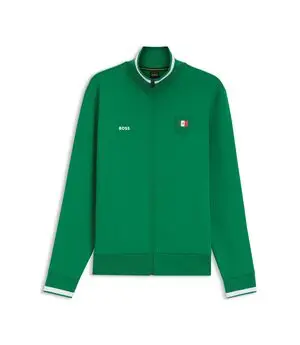 BOSS Cotton-blend Zip-up Sweatshirt With Country-flag Badge - Mexico
