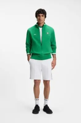 BOSS Cotton-blend Zip-up Sweatshirt With Country-flag Badge - Mexico