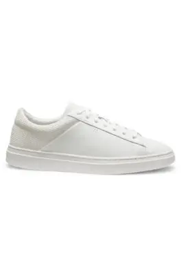 BOSS Low-top Trainers With Woven And Grained Effects - White