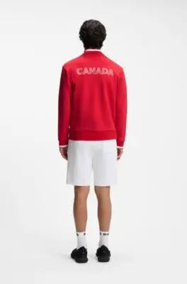 BOSS Cotton-blend Zip-up Sweatshirt With Flag Patch - Canada