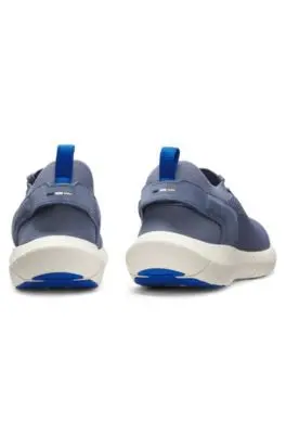 BOSS Motion Sneakers With Knitted Uppers And Leather Trims - Light Grey