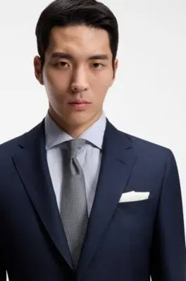 BOSS Jacquard-pattern Silk Tie - Light Blue