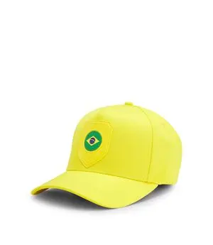 BOSS BOSS Logo Cap In Lustrous Twill With Country-Flag Badge Brazil