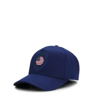 BOSS BOSS Logo Cap In Lustrous Twill With Country-Flag Badge Usa