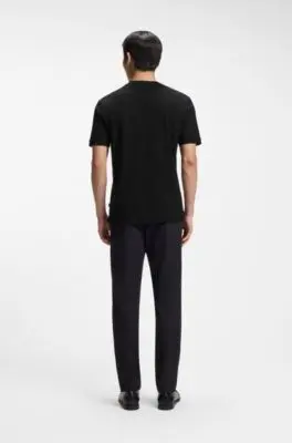 BOSS Geometric-jacquard T-shirt In Cotton - Black